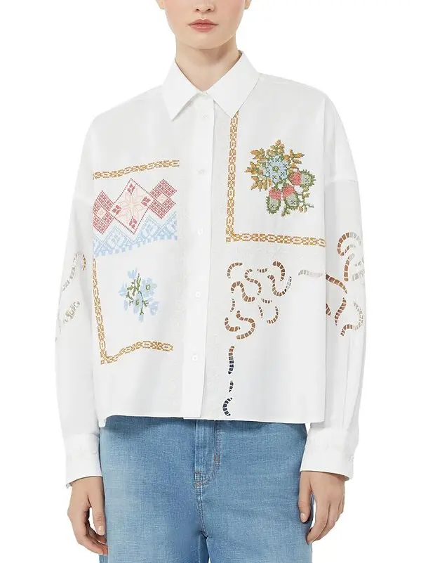 Max Mara Wkdfonte Embellished Poplin Shirt - White