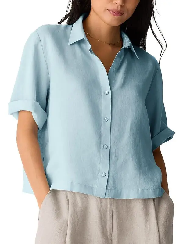 Eileen Fisher Classic Collar Linen Shirt - Breeze