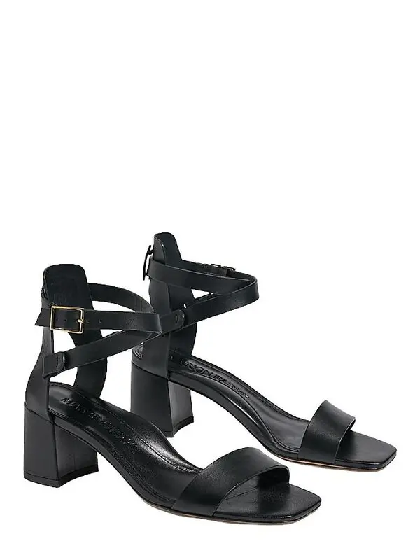 Marion Parke Nappa Brett Block Heel Sandal - Black