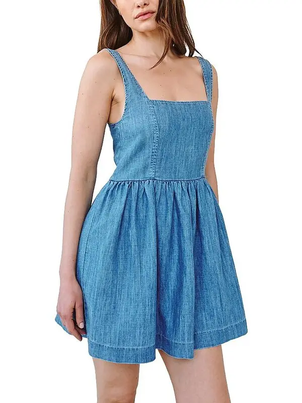 Bella Dahl Fit And Flare Mini Dress - Island Blue Wash