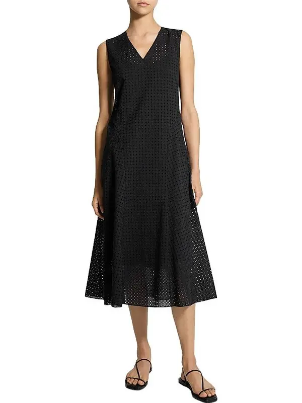 Theory Eyelet Embroidered Midi Dress - Black
