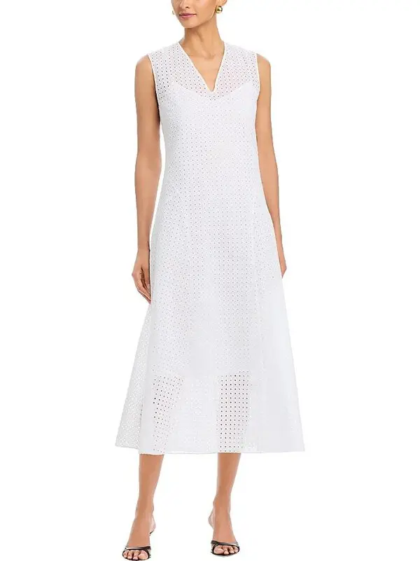 Theory Eyelet Embroidered Midi Dress - White