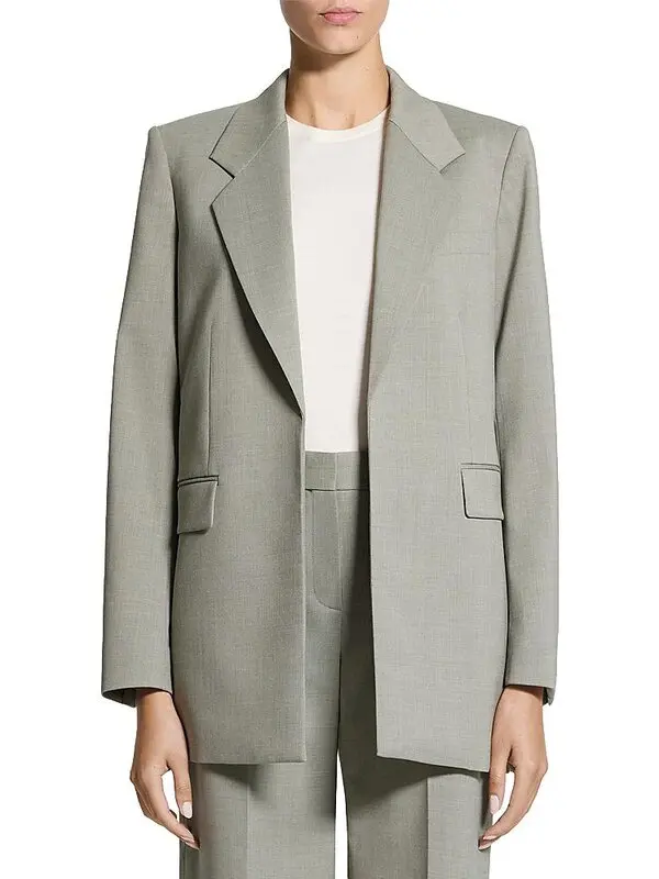Theory Relaxed Notched Lapel Wool-blend Blazer - Vetiver Melange