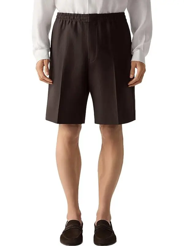 Zegna Oasi Lino Shorts - Dark Brown