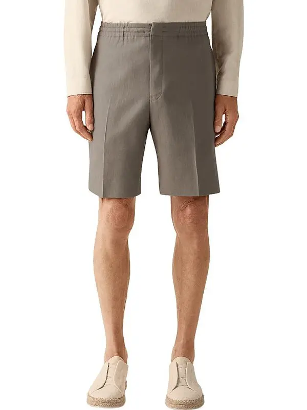 Zegna Oasi Lino Shorts - Dark Taupe