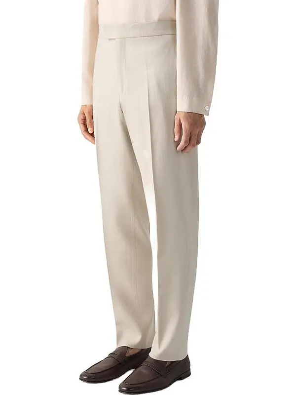 Zegna Oasi Lino Tailored Linen Trousers - Ivory