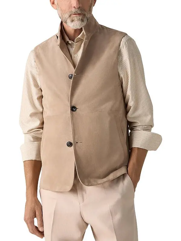 Zegna Oasi Leather Vest - Light Taupe