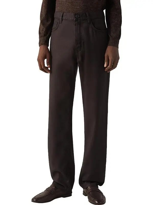 Zegna Slim Fit Stretch Cotton And Linen Pants - Dark Brown