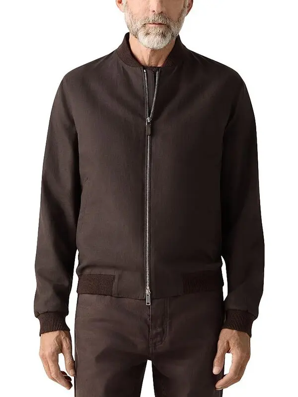 Zegna Oasi Lino Bomber Jacket - Dark Brown