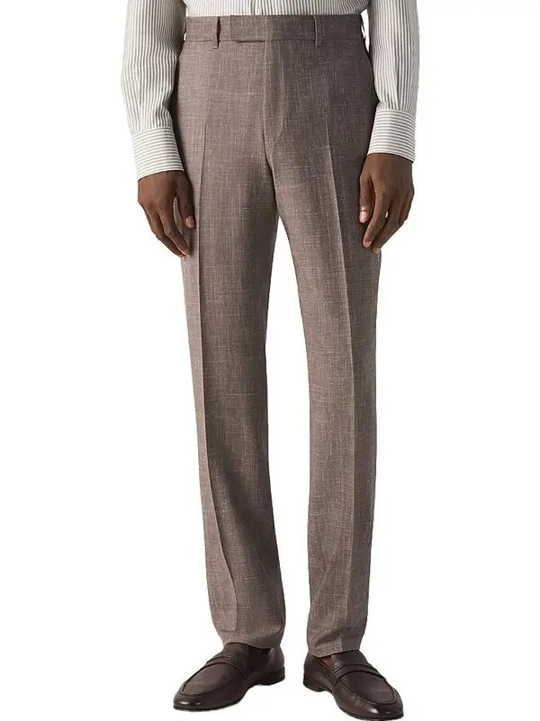 Zegna Slim Fit Pleated Trousers - Brown