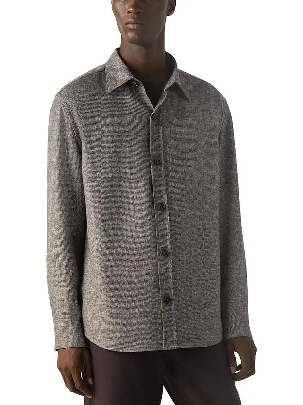 Zegna Cashmere, Linen, And Silk Overshirt - Dark Brown