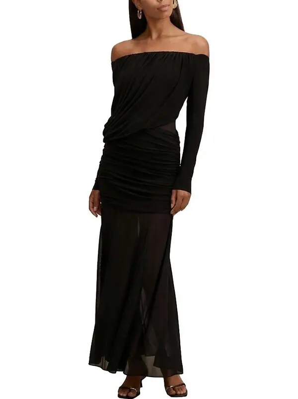 EVER NEW Belinda Bardot Draped Maxi Dress - Black