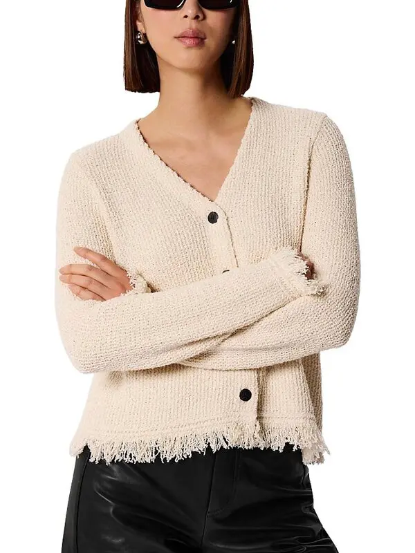 Whistles Cotton-blend Boucle Cardigan - Ivory