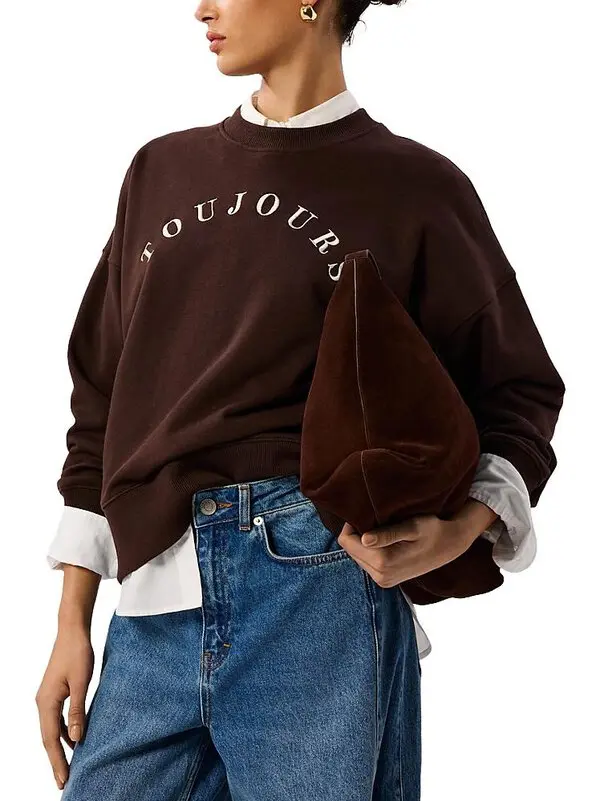 Whistles Toujours Relaxed Sweatshirt - Chocolate