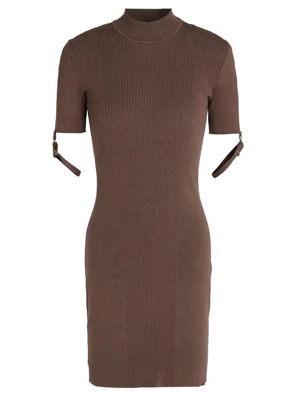 Jacquemus Torre Ribbed-knit Mini Dress - Brown