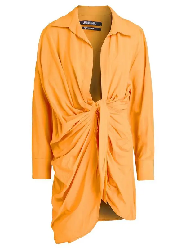 Jacquemus Bahia Draped Mini Shirtdress - Orange