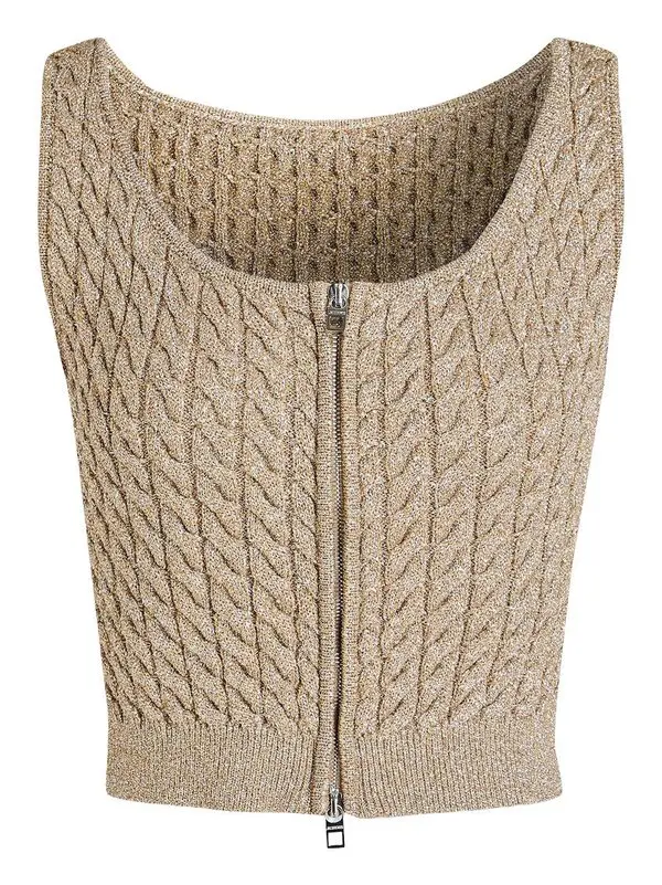 Jacquemus Torsades Cropped Metallic Crochet-knit Top - Gold