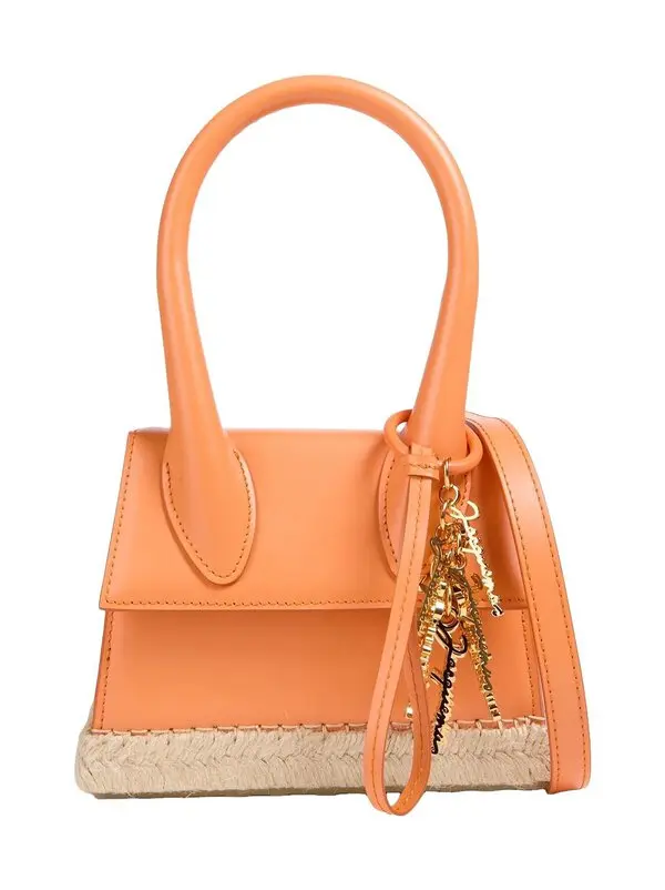 Jacquemus Le Chiquito Moyen Jute-trimmed Leather Tote - Orange
