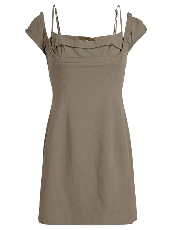 Jacquemus Kibo Cutout Woven Mini Dress - Army Green
