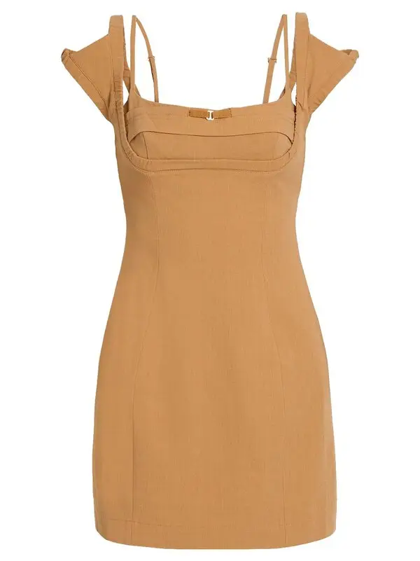 Jacquemus Kibo Cutout Woven Mini Dress - Camel
