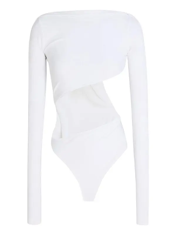 Jacquemus Asymmetric Cutout Stretch-jersey Bodysuit - White