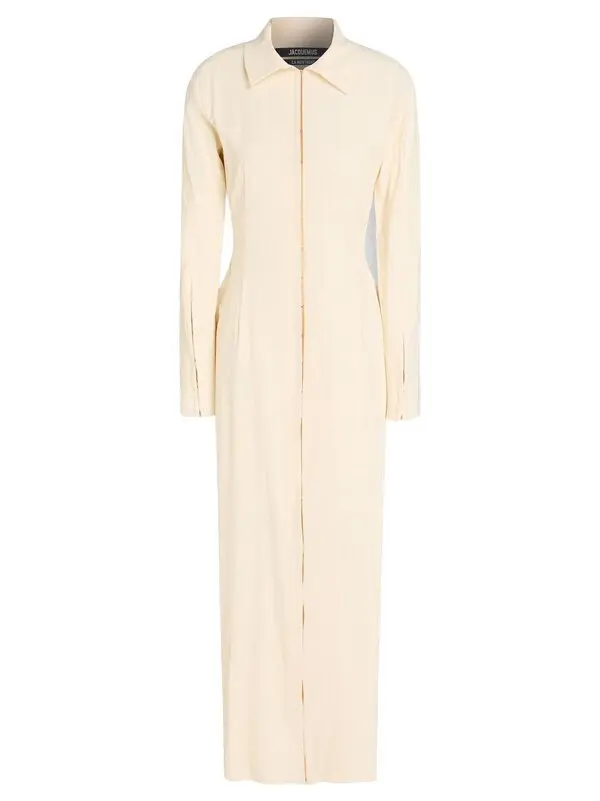 Jacquemus Obiou Cutout Woven Maxi Shirt Dress - Ecru