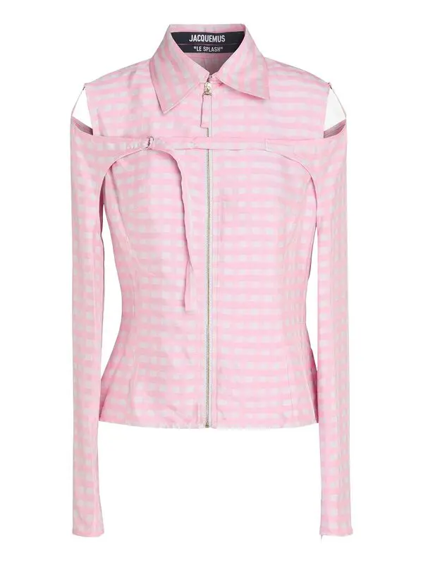Jacquemus Morango Convertible Gingham Jacquard Top - Baby Pink