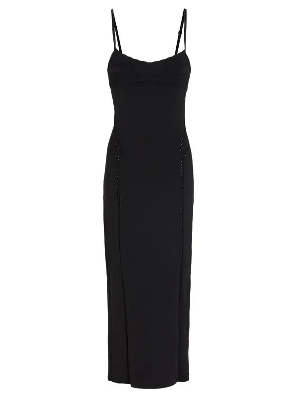 Jacquemus Embellished Cutout Metallic Stretch-knit Midi Dress - Black