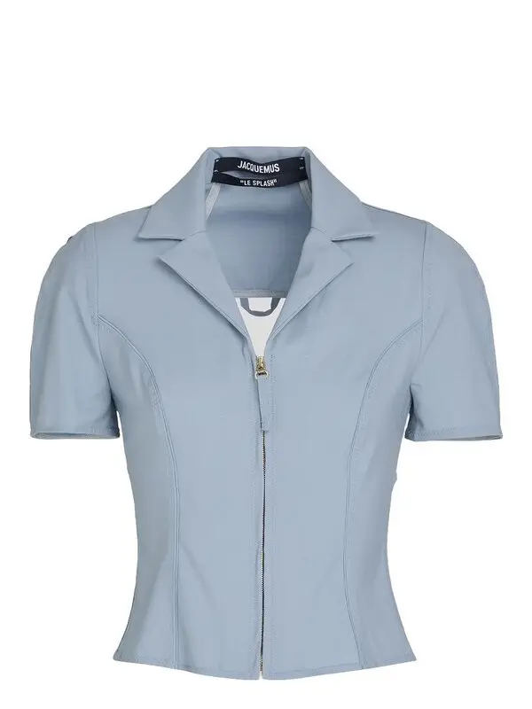 Jacquemus Wool-blend Shirt With Cutout - Light Blue