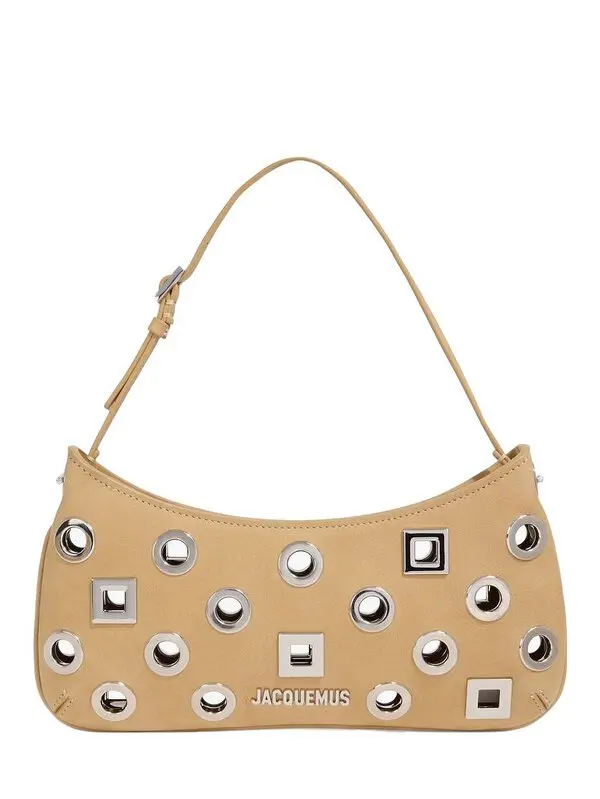 Jacquemus Le Bisou Rond Carré Eyelet-embellished Shoulder Bag - Beige