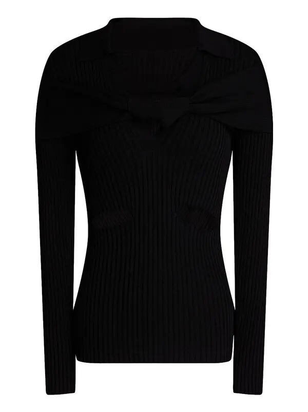 Jacquemus Cutout Ribbed-knit Top - Black