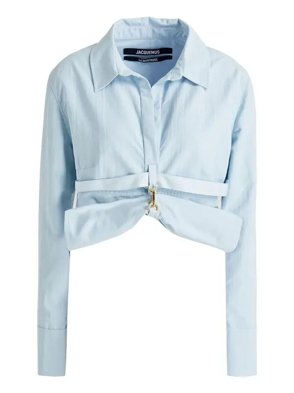Jacquemus Terra Cropped Poplin Shirt - Light Blue