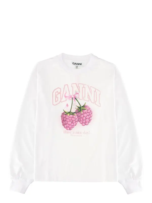 GANNI Printed T-shirt - White