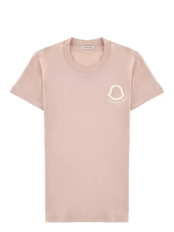 Moncler T-shirt With Embroidered Logo - Pink