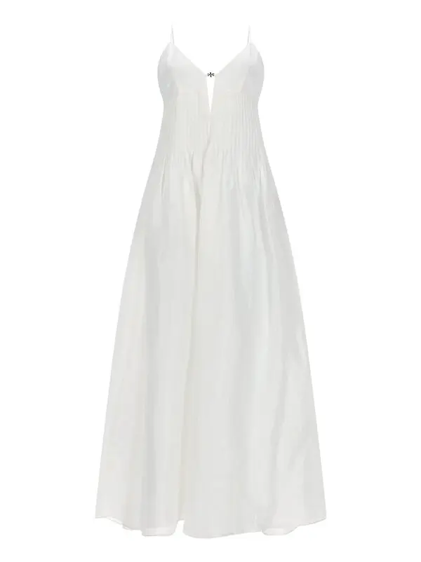 Tory Burch Linen Abito Lungo Dress - White