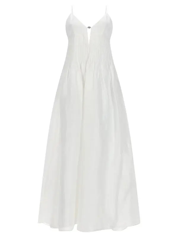 Tory Burch Linen Abito Lungo Dress - White