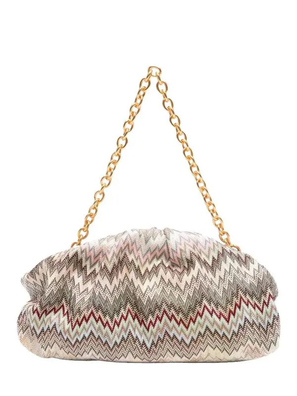 Missoni Raschel Zig-zag Pattern Clutch Bag - Neutrals