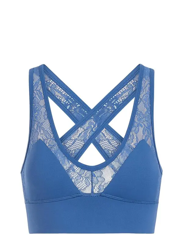 FLEUR DU MAL Le Stretch Lace Sports Bra - Storm Blue