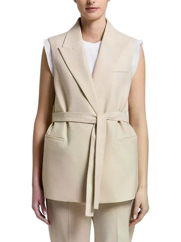 Peserico Belted Sleeveless Jacket - Neutrals