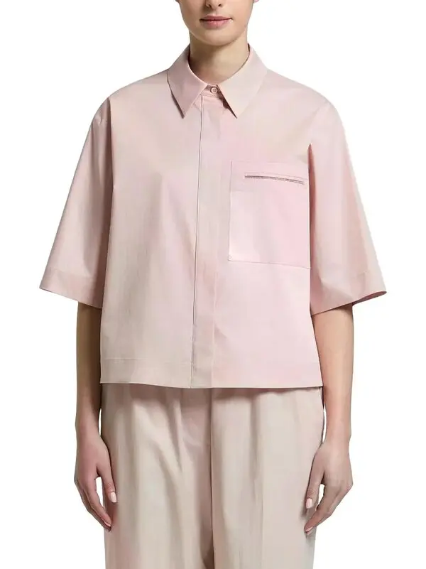 Peserico Chain-trim Short-sleeve Shirt - Pink