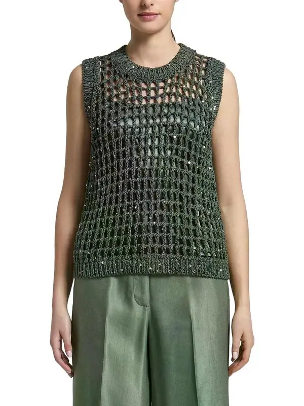 Peserico Sequin-embellished Knit Vest - Green