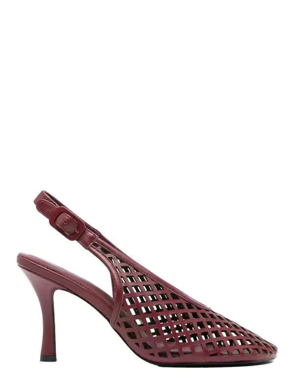 Lola Cruz Bruna Lattice Leather Pumps - Red