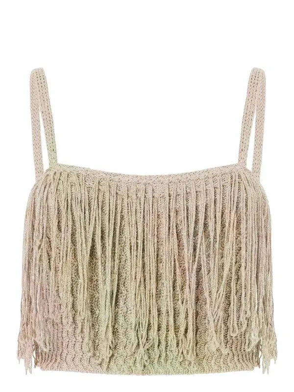 Pinko Fringe-detail Cropped Top - Neutrals