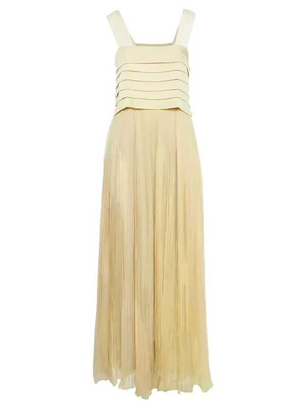 Chloé Pleated-design Silk Maxi Dress - Neutrals