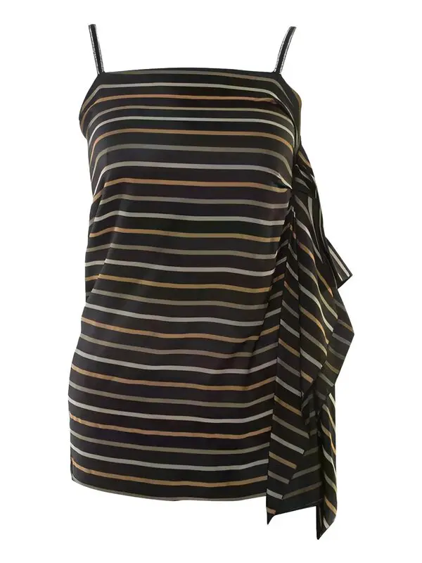 Chloé Striped Asymmetrical Drape Top - Black