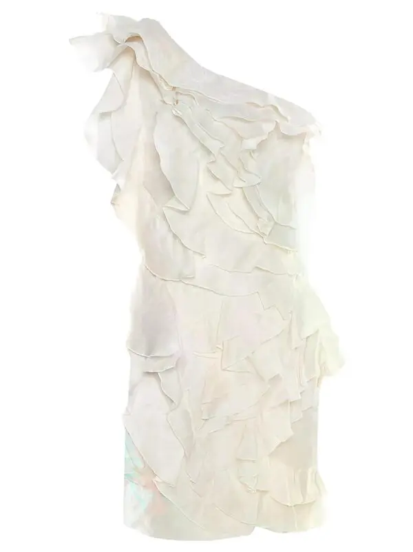 ISABEL MARANT VINTAGE Ruffled One-shoulder Dress - White