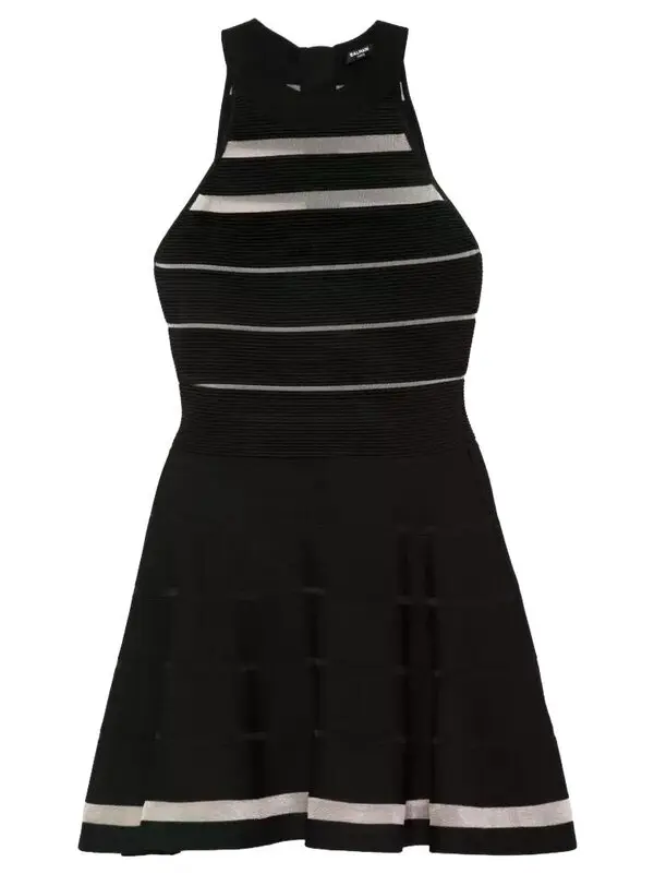 Balmain Striped Sleeveless Mini Dress - Black