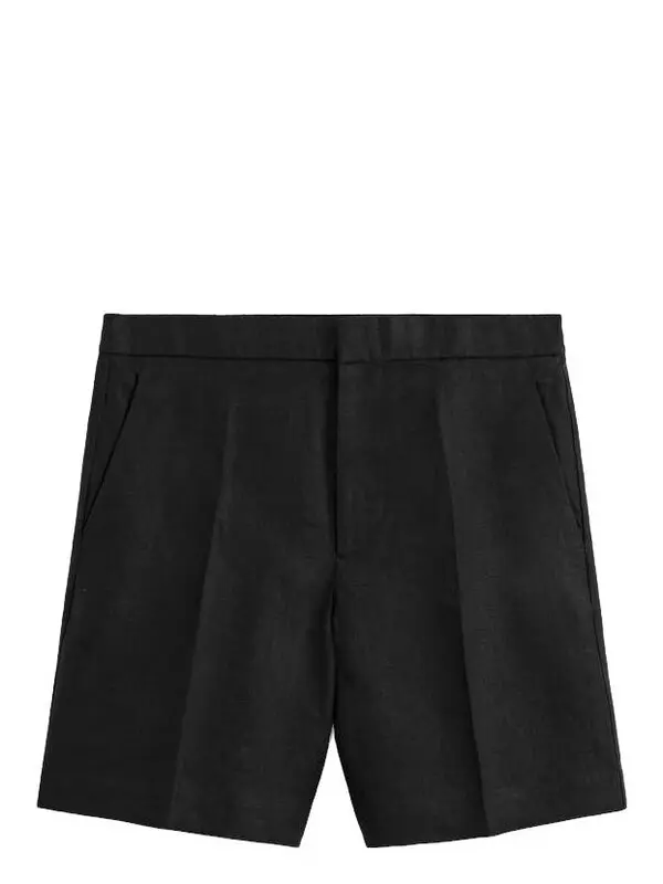 Cos Tailored Linen Shorts With Straight Legs - Black
