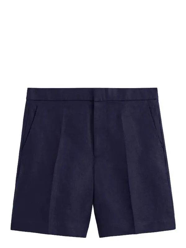 Cos Tailored Linen Shorts With Straight Legs - Navy
