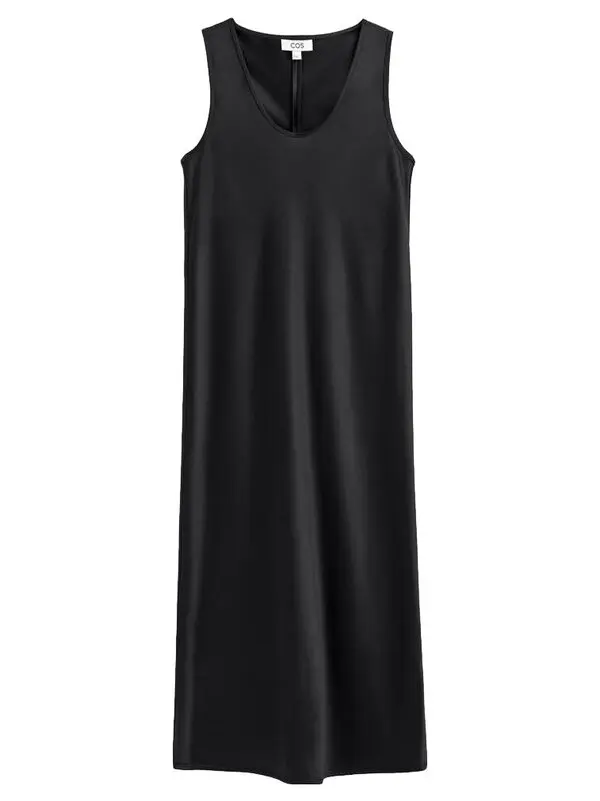 Cos Scoop-neck Satin Midi Dress - Black